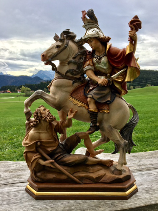 Heiliger Martin, Holzschnitzerei, 27 cm