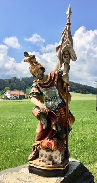 Hl. Florian, 25 cm, Schutzpatron Feuerwehr geschnitzt