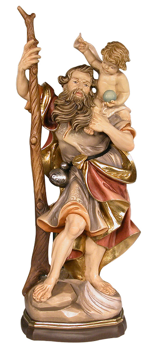 Hl. Christophorus, Christoph, Holzfigur geschnitzt,