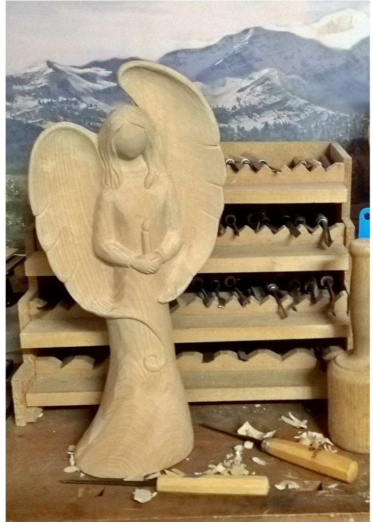 Engel modern mit Kerze Rohling zum selber Schnitzen