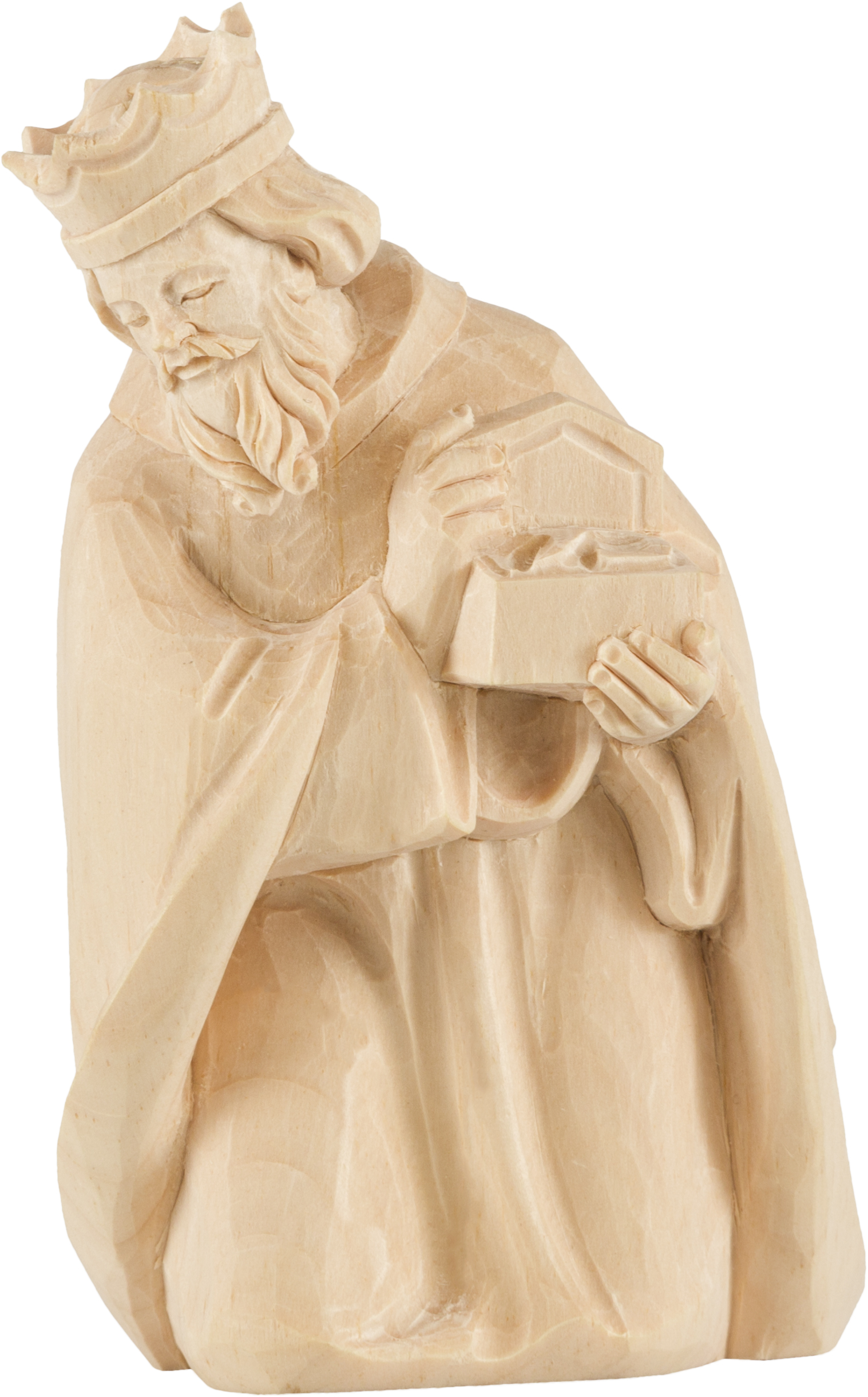 Allgäu Krippe: König kniend handgeschnitzt in Zirbe und Linde