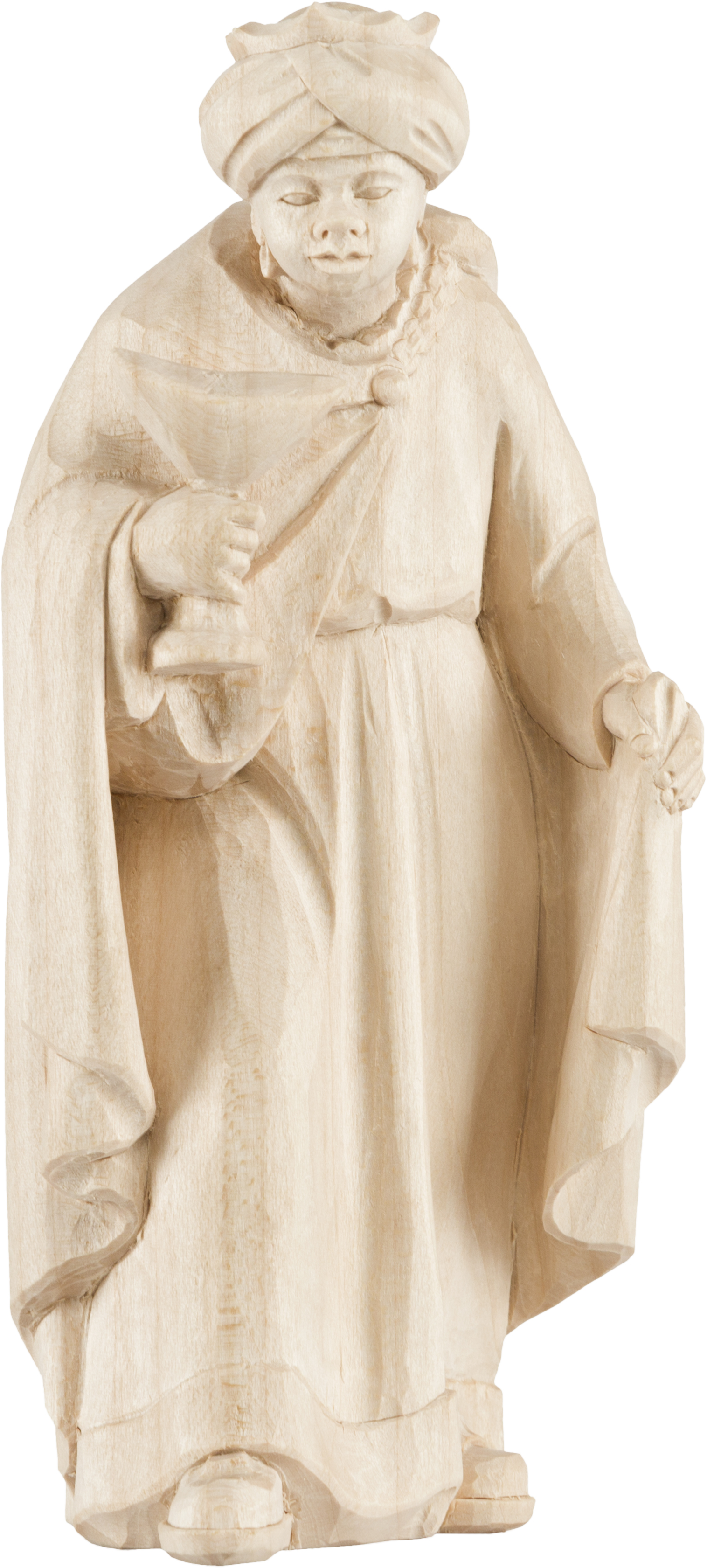 Allgäu Krippe, König Mohr, handgeschnitzt, Zirbe, Linde