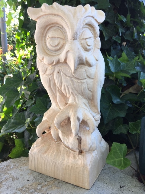 Eule in 26 cm aus Lindenholz, zum selbst schnitzen
